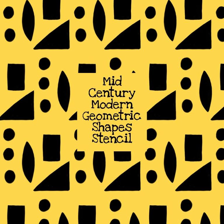 Mid Century Modern Geometric Shapes Stencil